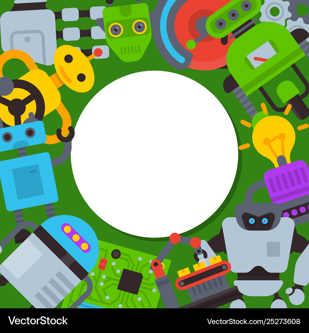 Robot with hands up robotic dog hand round Vector Image