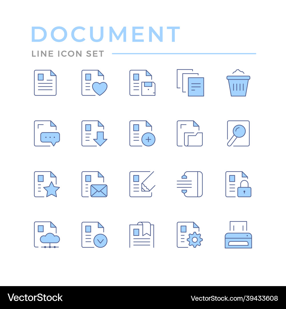 Set color line icons of document Royalty Free Vector Image