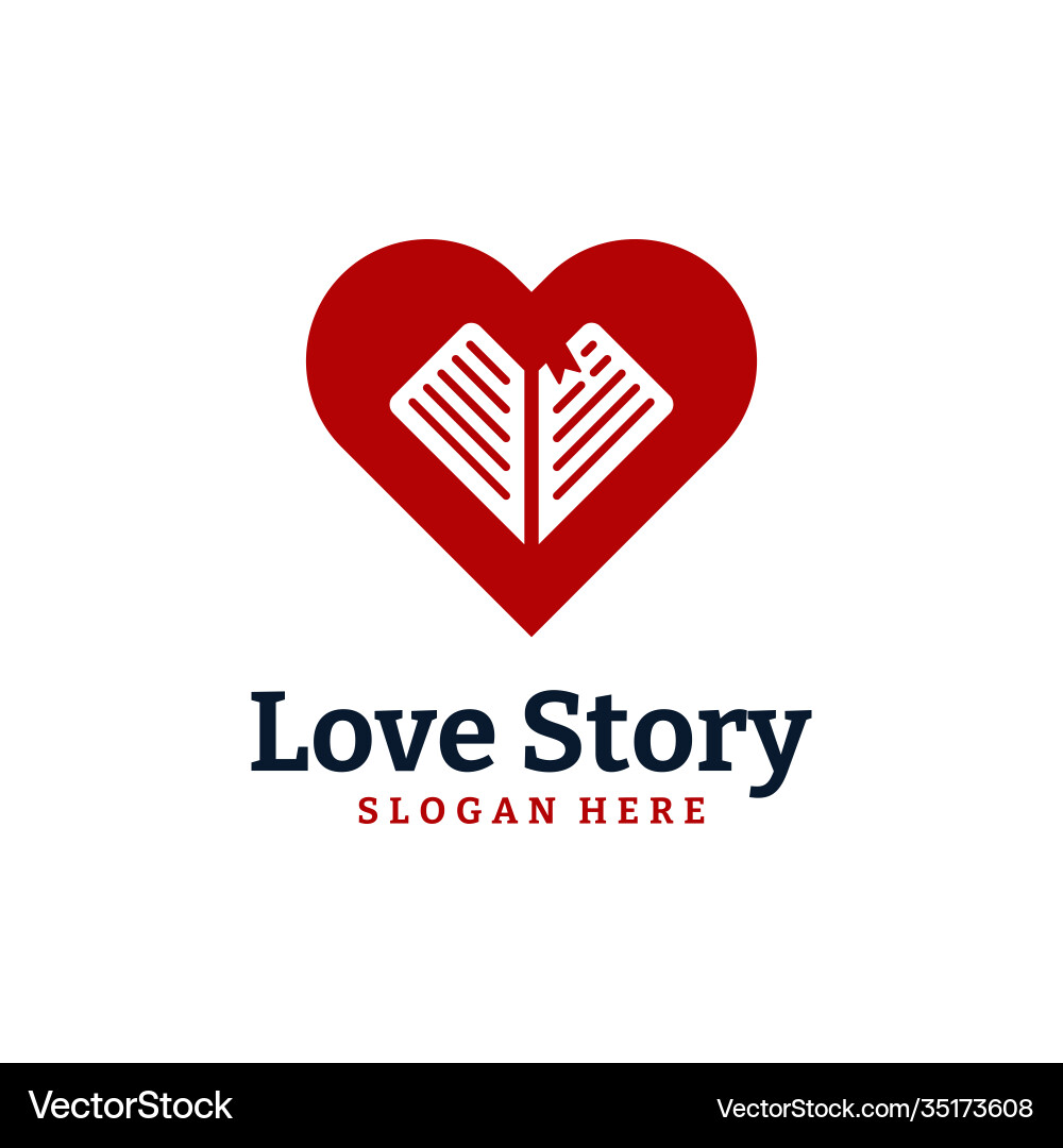 Story book logo design template love Royalty Free Vector