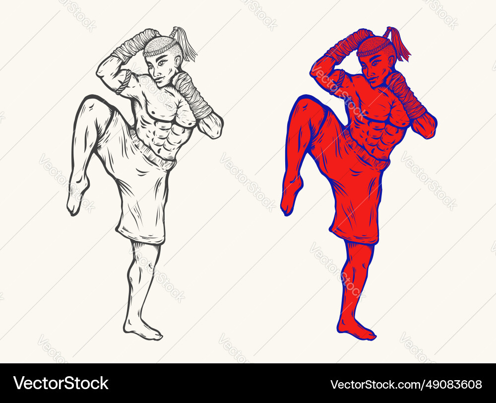 Thai fighter for fighting club Royalty Free Vector Image
