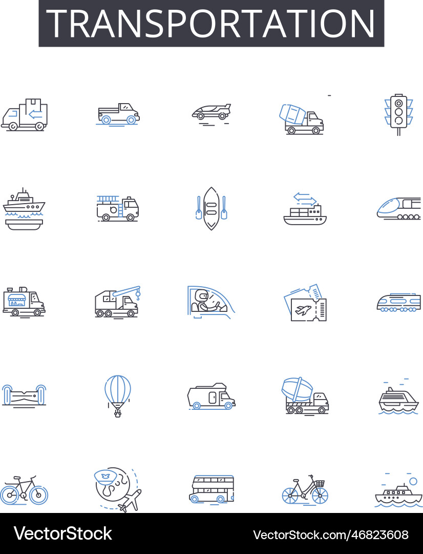 Transportation line icons collection commute Vector Image