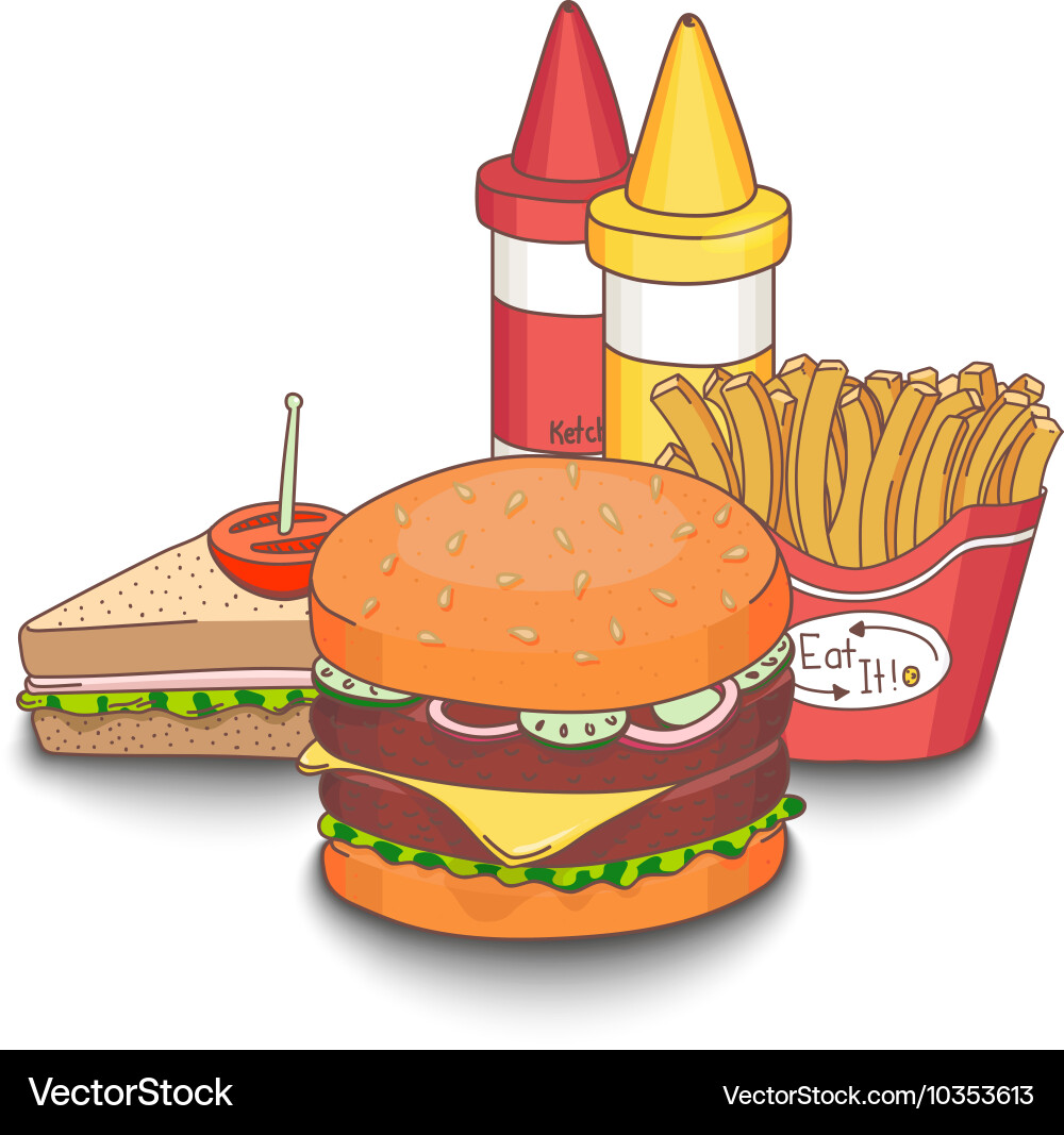 Cartoon fast-food meal Royalty Free Vector Image