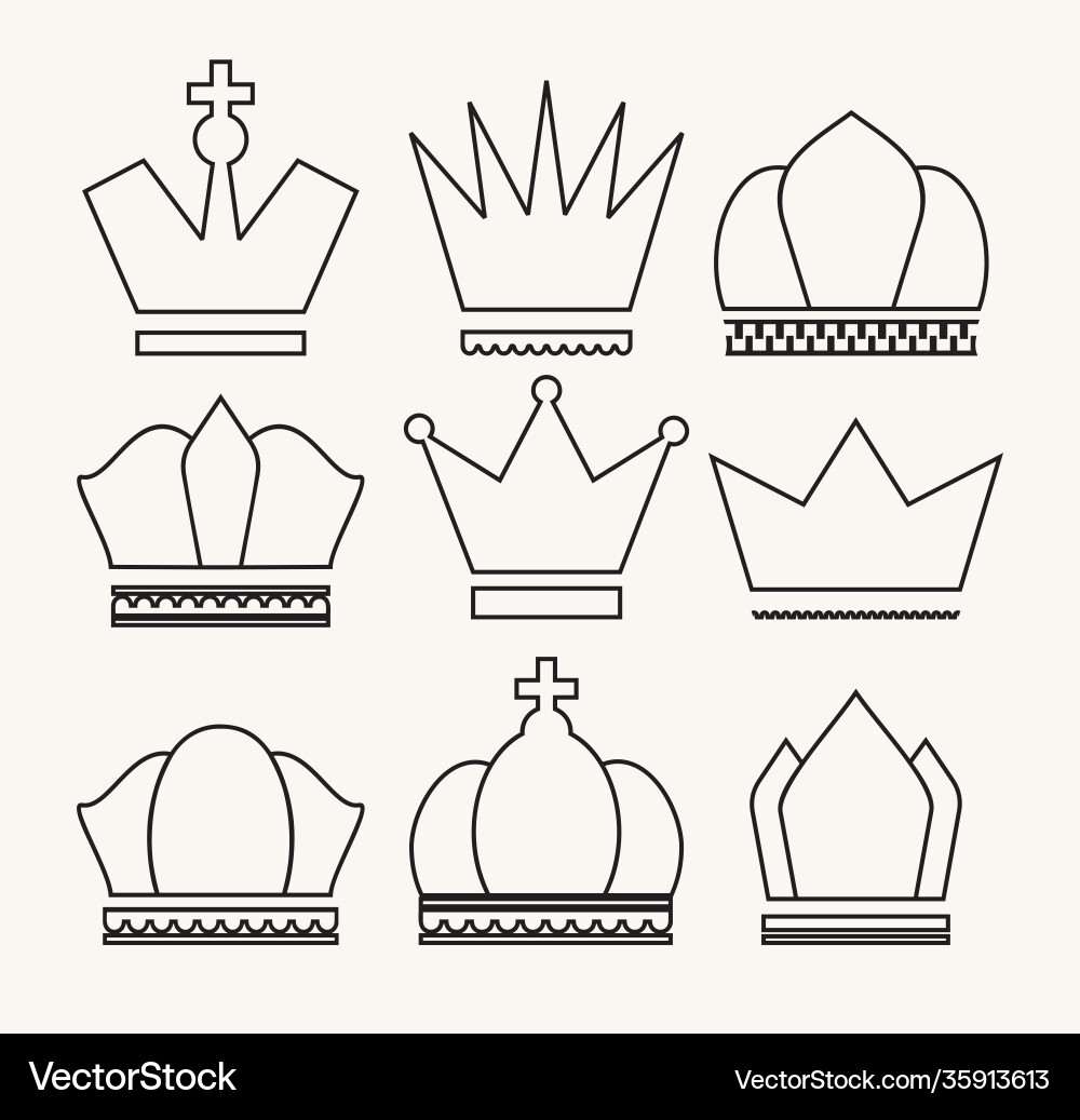 Crown collection Royalty Free Vector Image - VectorStock