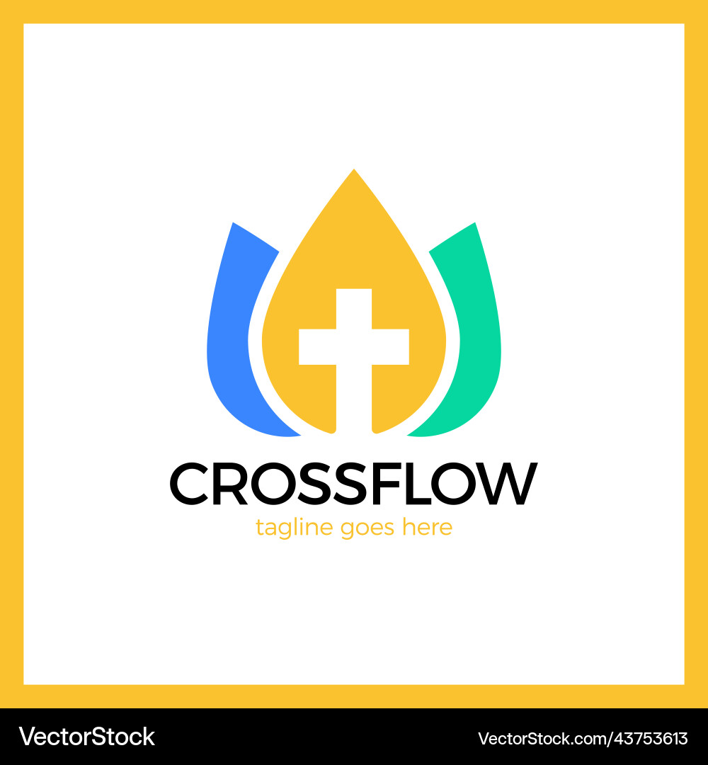Flower cross logo - church Royalty Free Vector Image