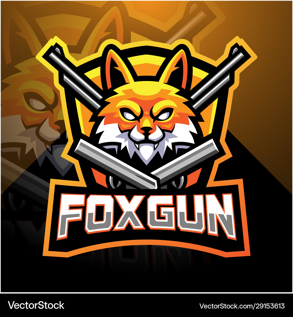 Fox gun esport mascot logo design Royalty Free Vector Image