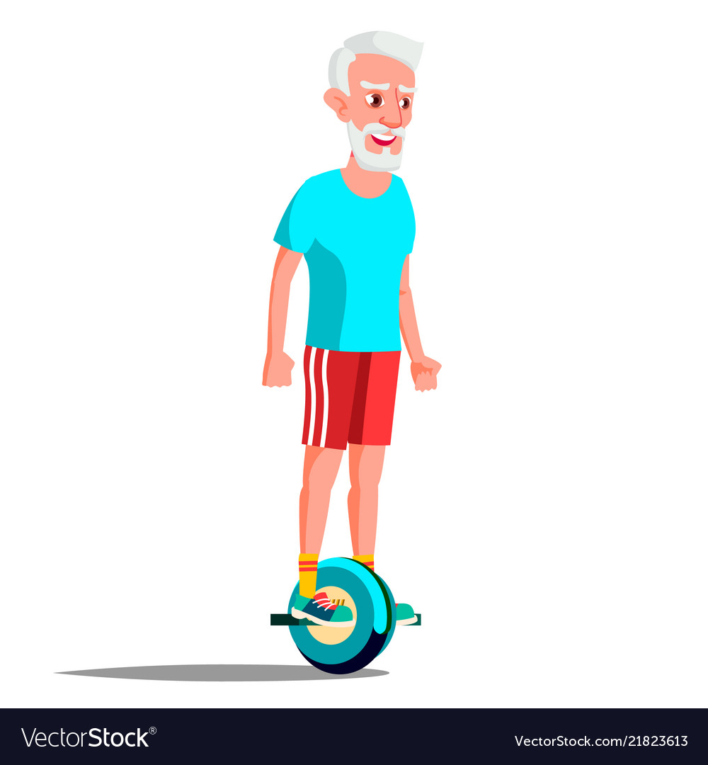 Old man on hoverboard riding gyro Royalty Free Vector Image Old man on hoverboard riding gyro Royalty Free Vector Image