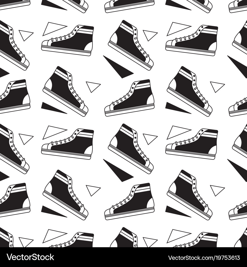 Seamless pattern classic sneakers retro fashion Vector Image