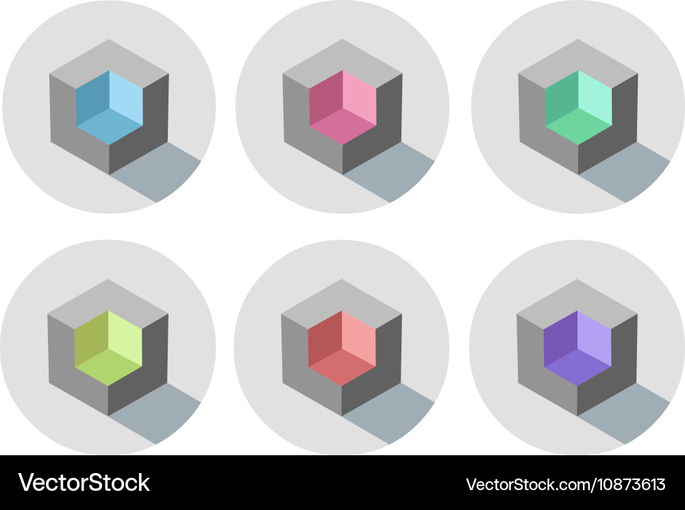 Set of isometric cubes with different color inside