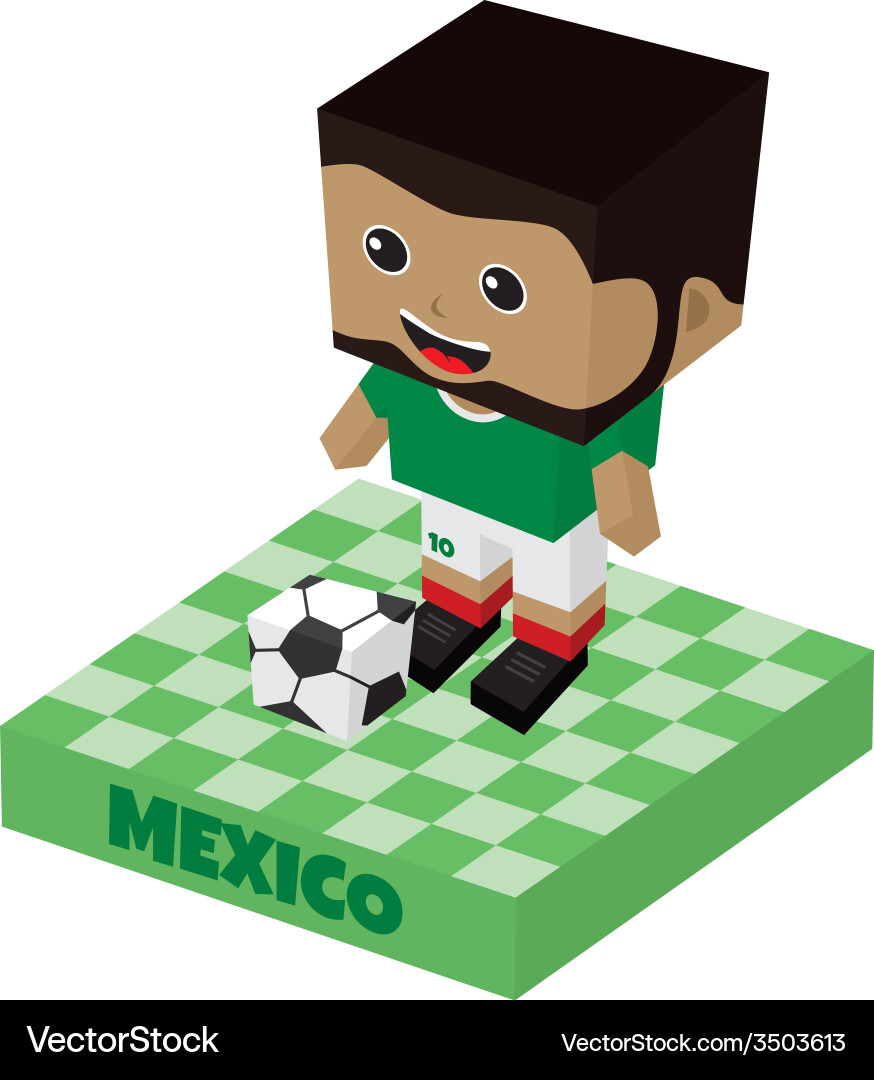 Soccer block isometric cartoon character Vector Image