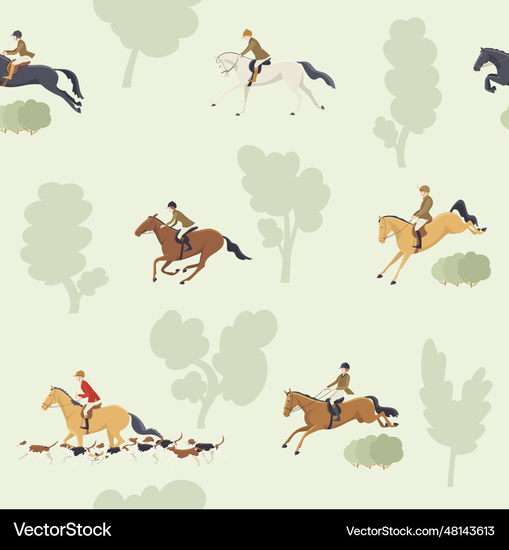 Tradition fox hunting with horse riders Royalty Free Vector