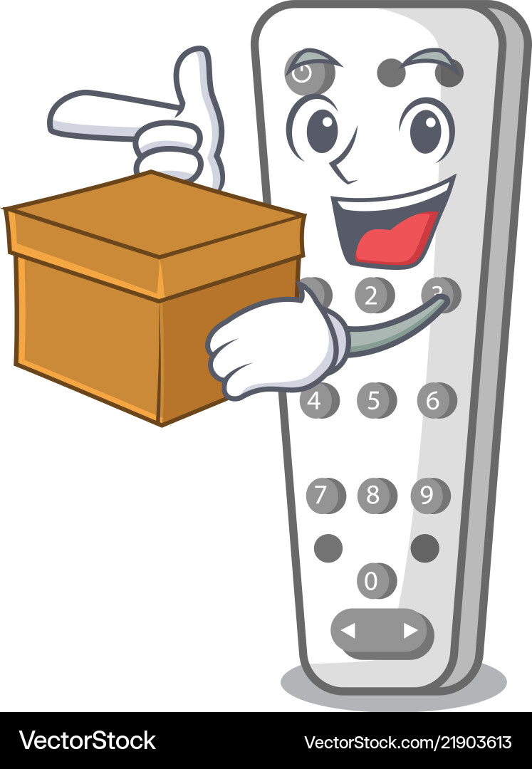With box cartoon infrared remote control for tv Vector Image