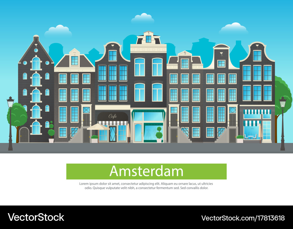 Amsterdam city street Royalty Free Vector Image