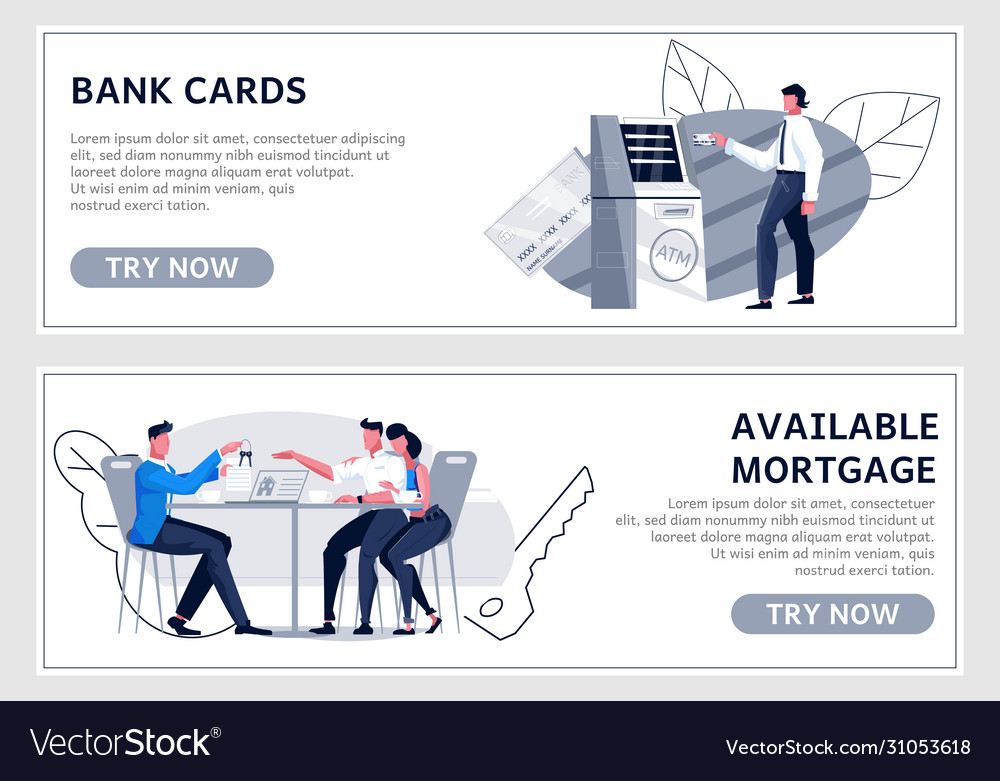 Bank horizontal banners set Royalty Free Vector Image Bank horizontal banners set Royalty Free Vector Image