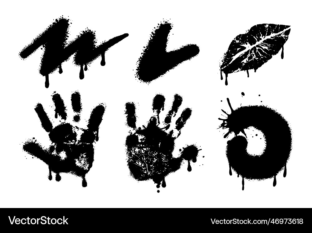 Big collection of graffiti spray pattern colorful Vector Image