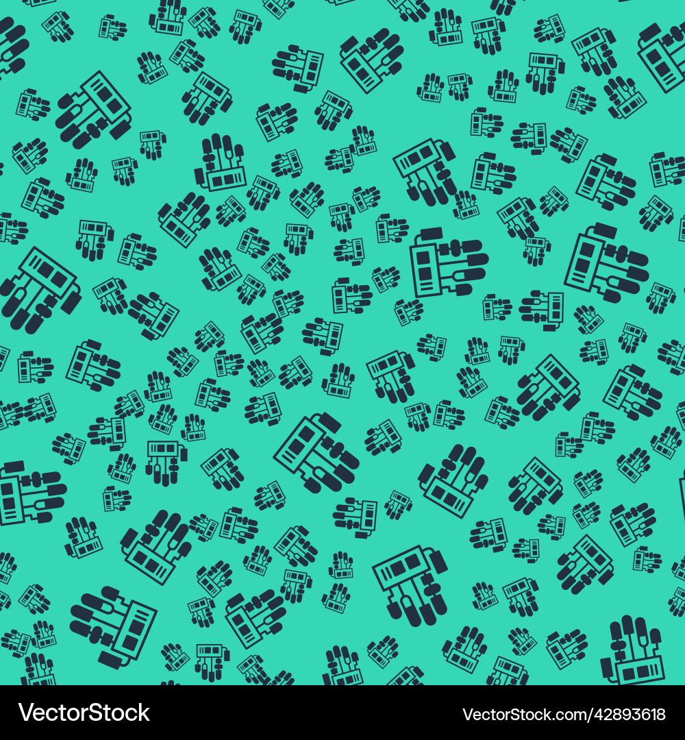 Black mechanical robot hand icon isolated seamless