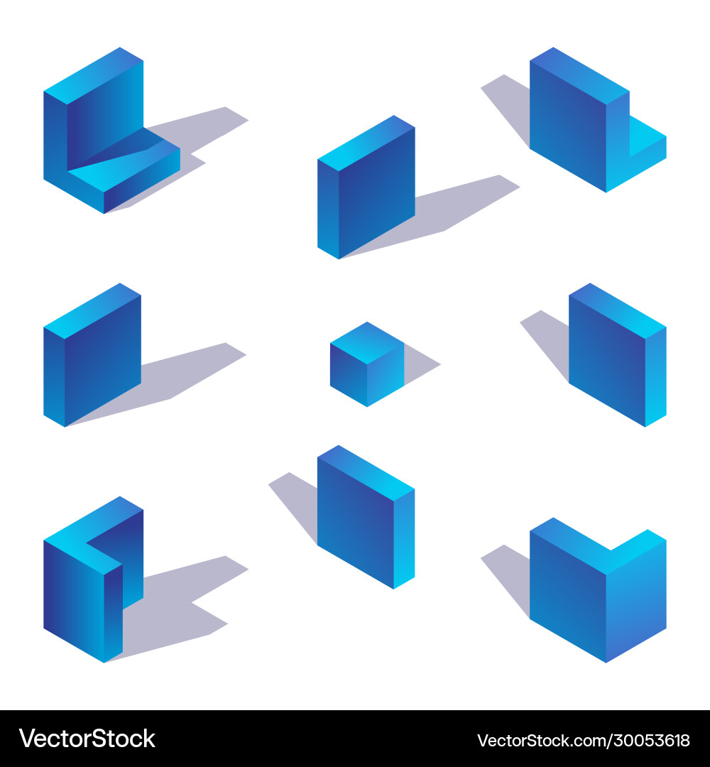 Blue gradient english letter l isometric Vector Image
