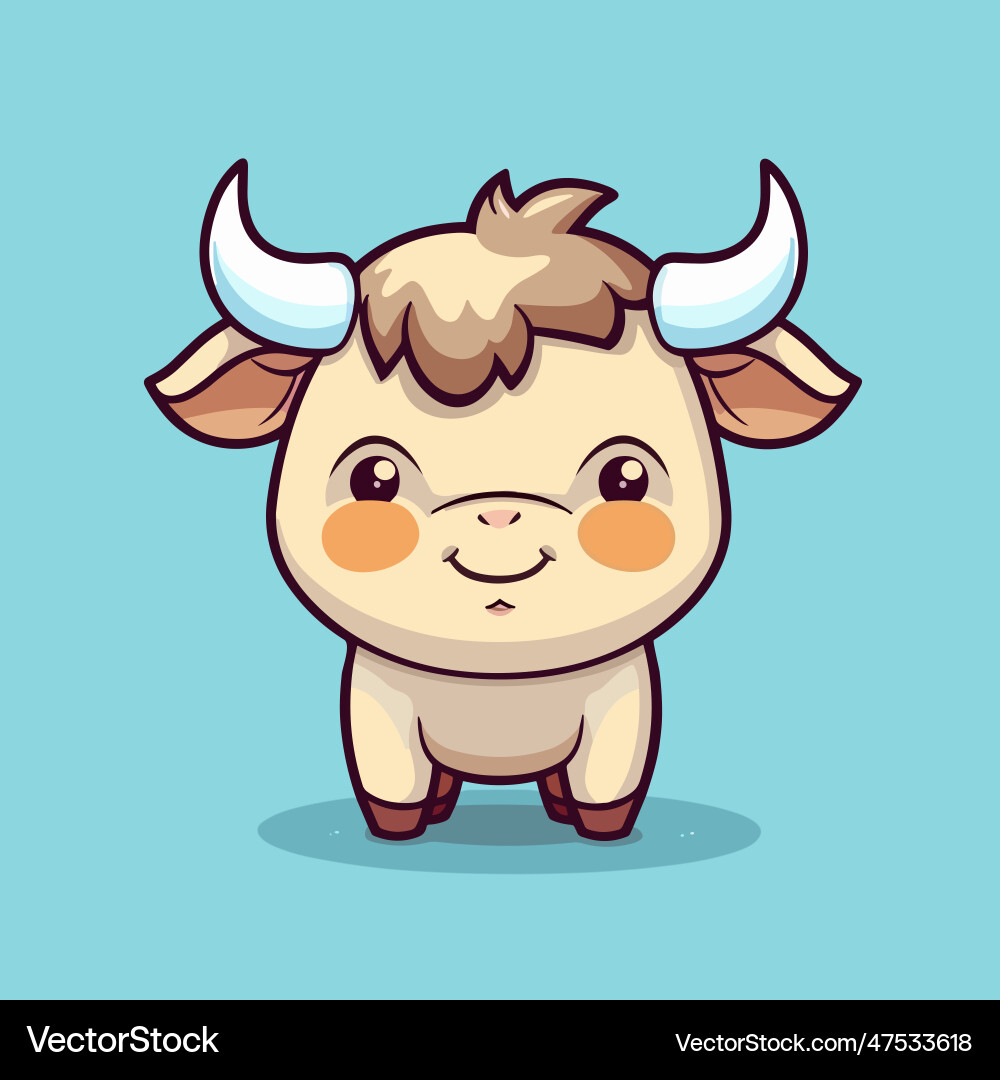 Bull cute cartoon character Royalty Free Vector Image