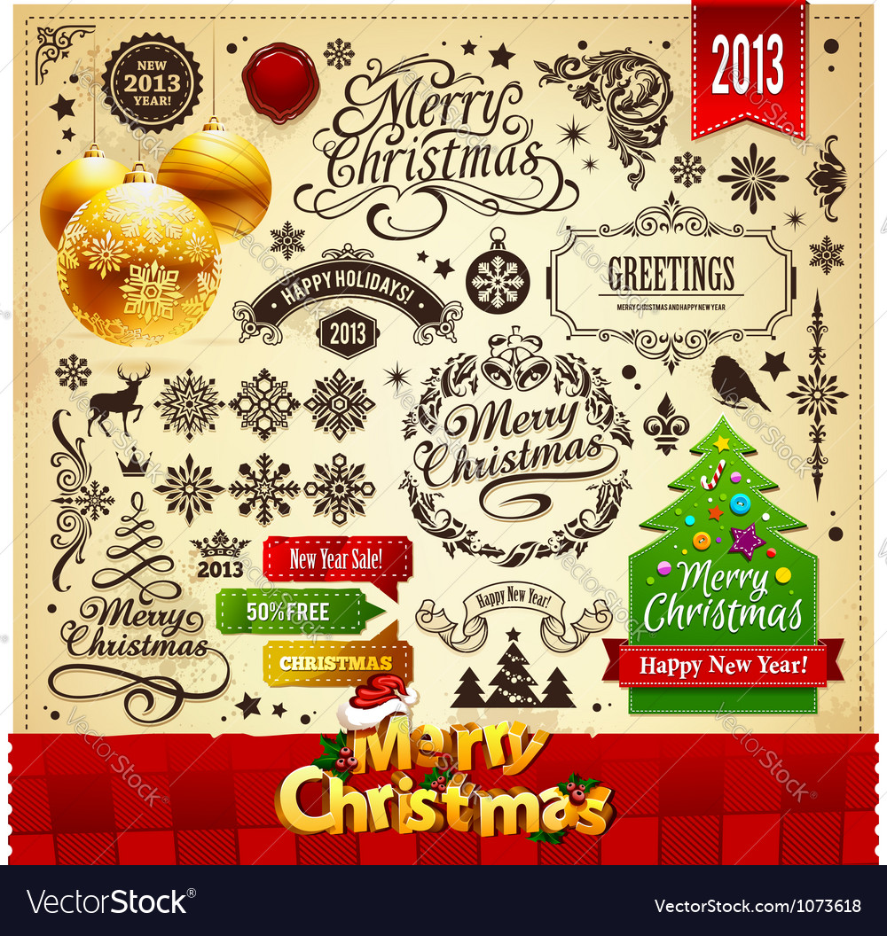 Christmas decoration set Royalty Free Vector Image