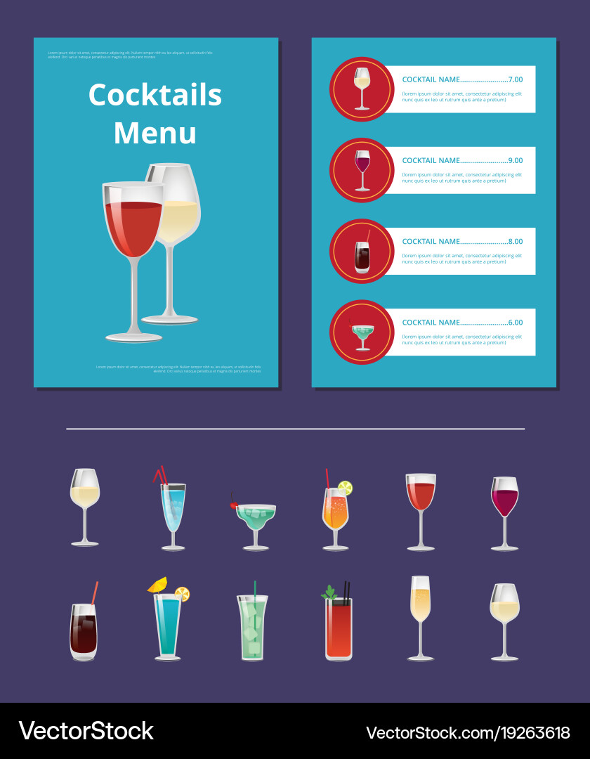 Cocktails menu advertisement poster design alcohol