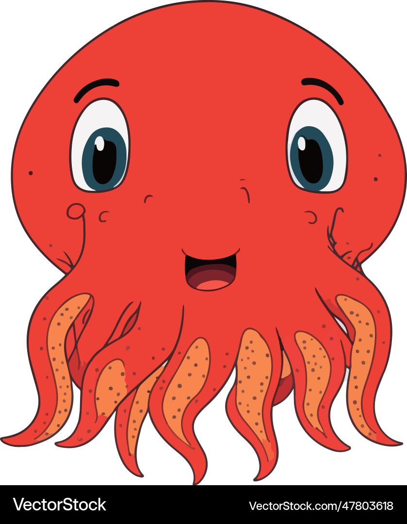 Cute squid cartoon isolated on white background Vector Image