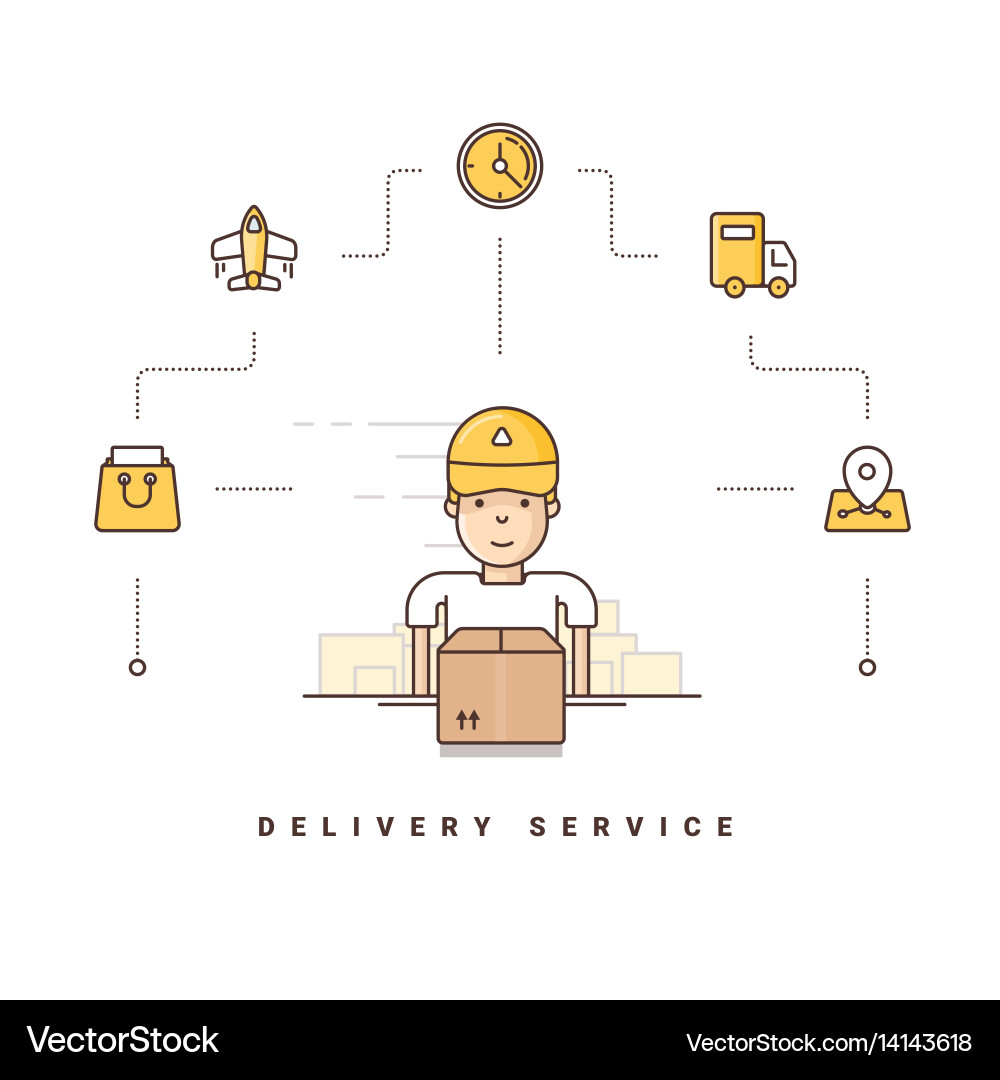 Delivery service cartoon character packing boxes Vector Image