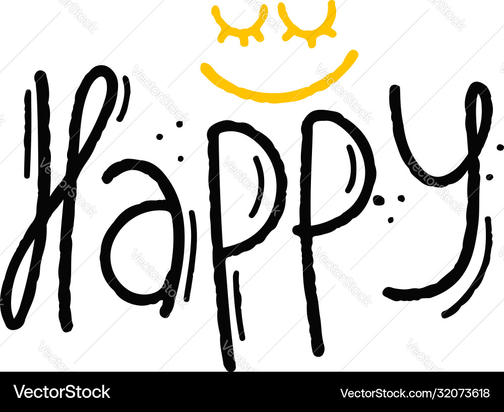 Happy lettering text black color banner Royalty Free Vector