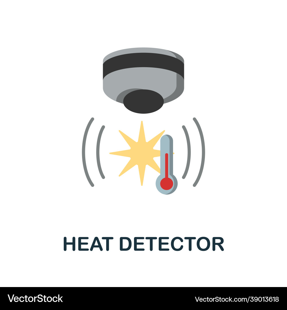 Heat detector flat icon colored sign from home Vector Image