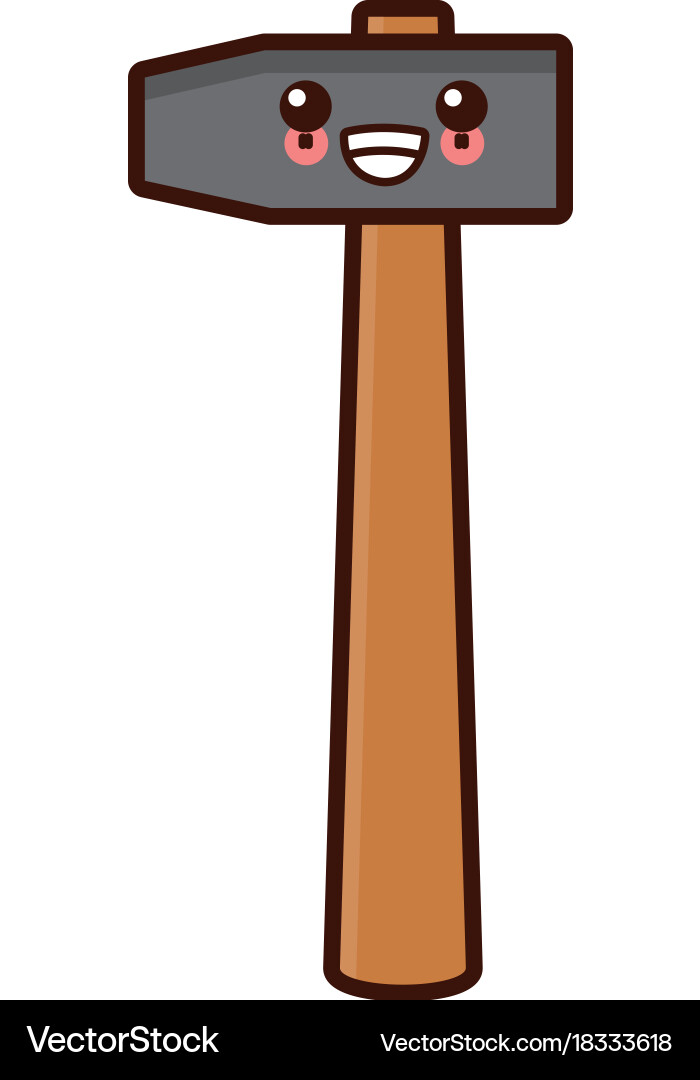 Mallet construction tool cute kawaii cartoon Vector Image