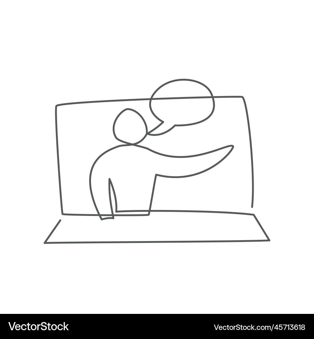 Online education one line drawing on white Vector Image