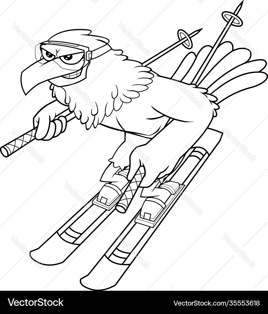 Outlined winter hawk bird cute cartoon character Vector Image
