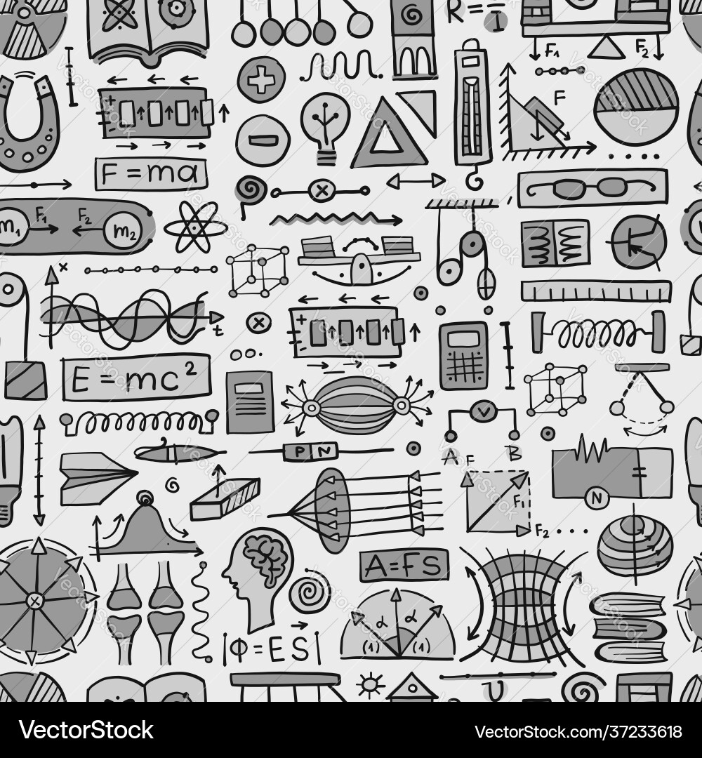 Physics icons sign and symbols seamless pattern Vector Image