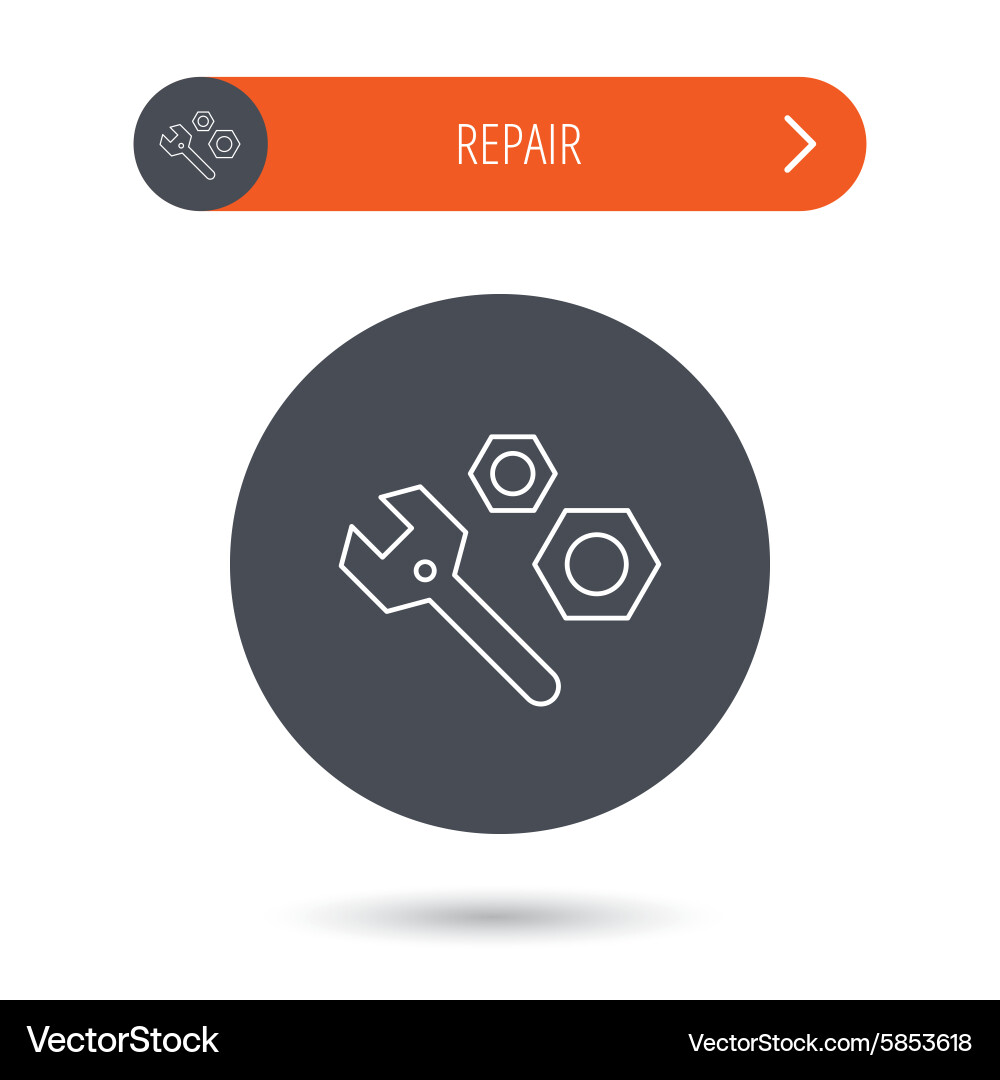 Repair icon spanner tool with screw-nut sign Vector Image