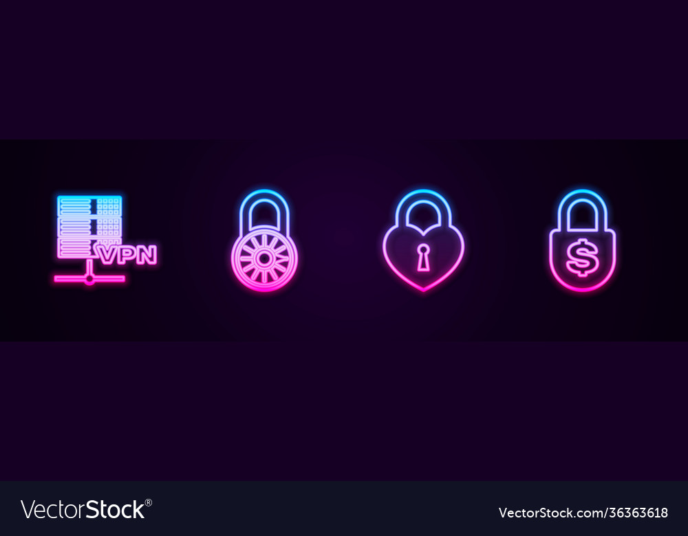 Set Line Server Vpn Safe Combination Lock Wheel Vector Image