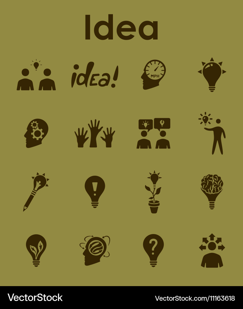 Set of idea simple icons Royalty Free Vector Image
