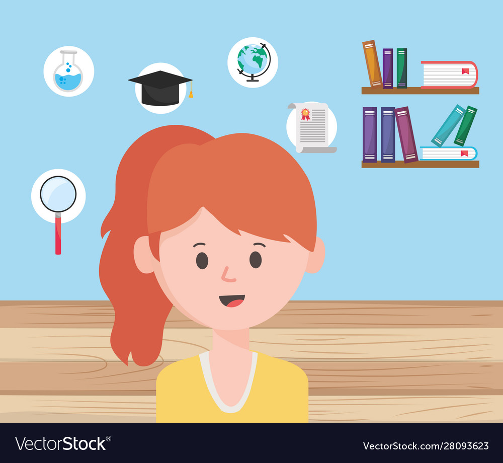 Avatar woman and learning online concept Vector Image