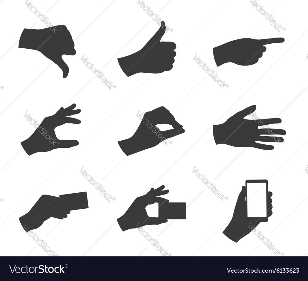 Business hand gestures silhouette Royalty Free Vector Image