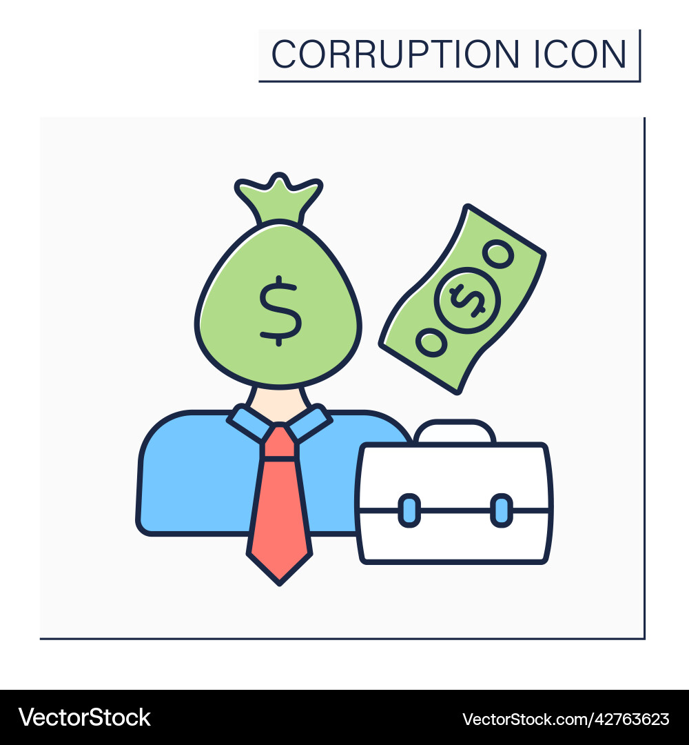 Corrupt businessman color icon Royalty Free Vector Image