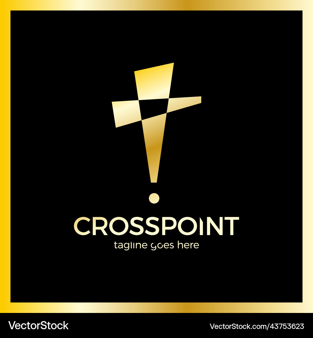 Cross point logotype church pin Royalty Free Vector Image
