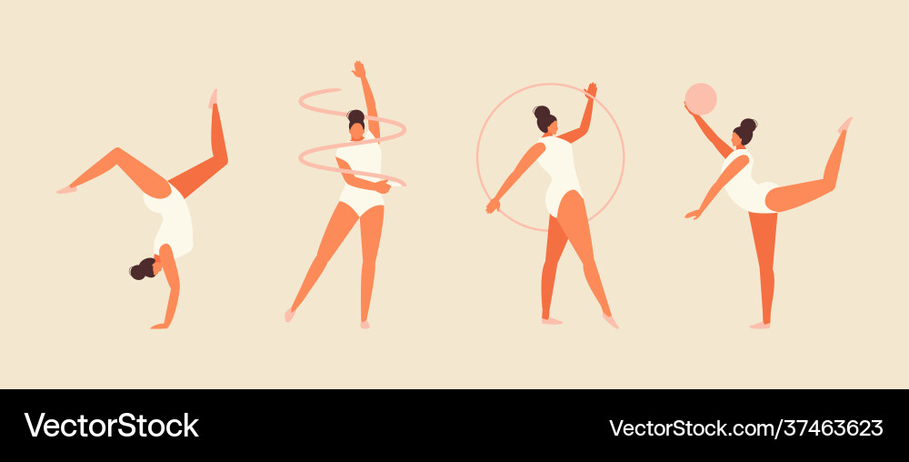 Girl rhythmic gymnastics set Royalty Free Vector Image