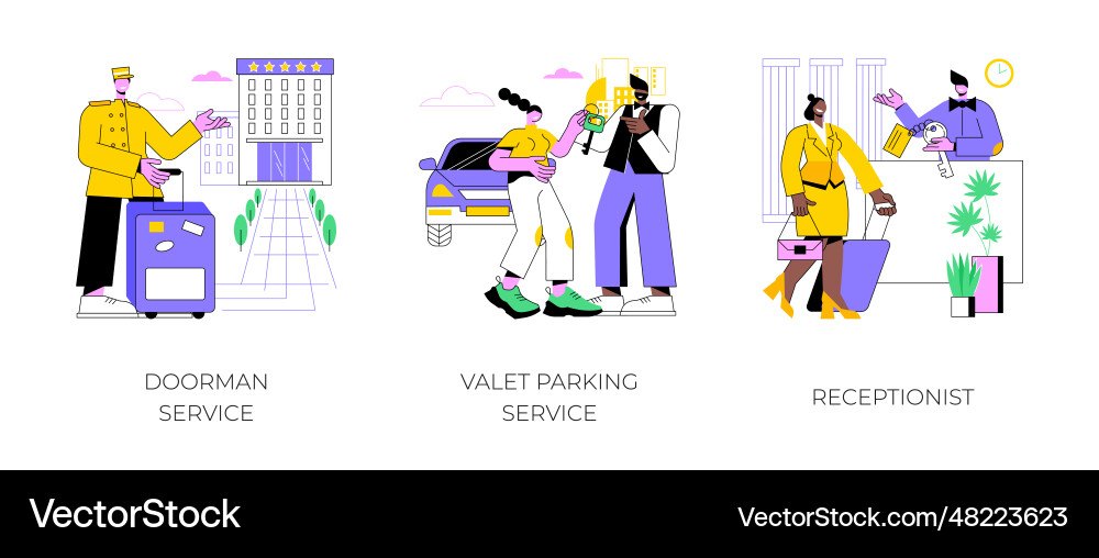 Hotel service isolated cartoon Royalty Free Vector Image