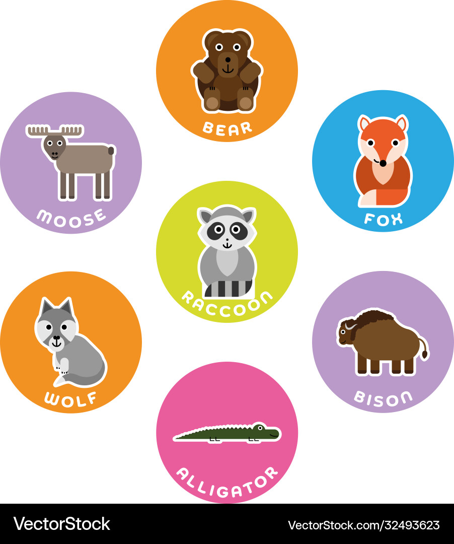 North american wild animals collection set 7 Vector Image