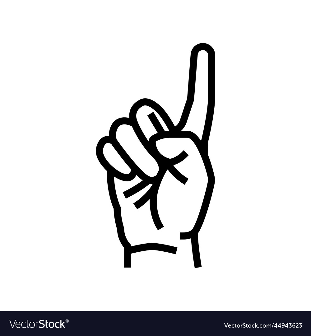 One number hand gesture line icon Royalty Free Vector Image