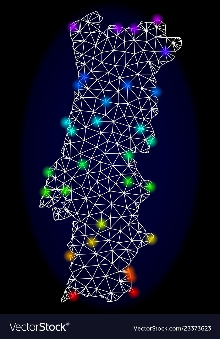 Polygonal Wire Frame Mesh Map Portugal Royalty Free Vector