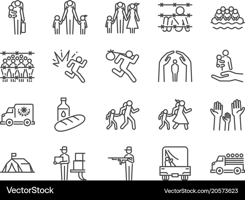Refugee icon set Royalty Free Vector Image - VectorStock
