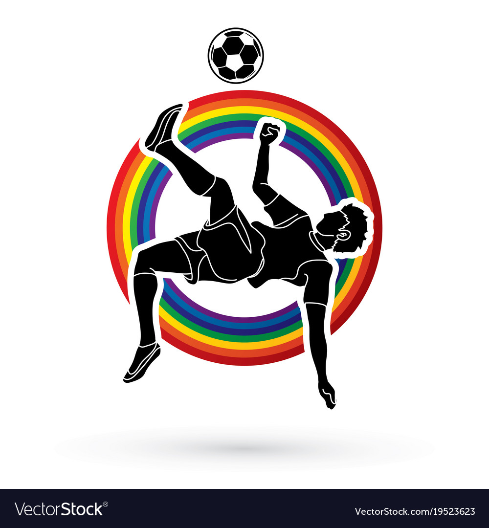 Soccer player somersault kick overhead Royalty Free Vector
