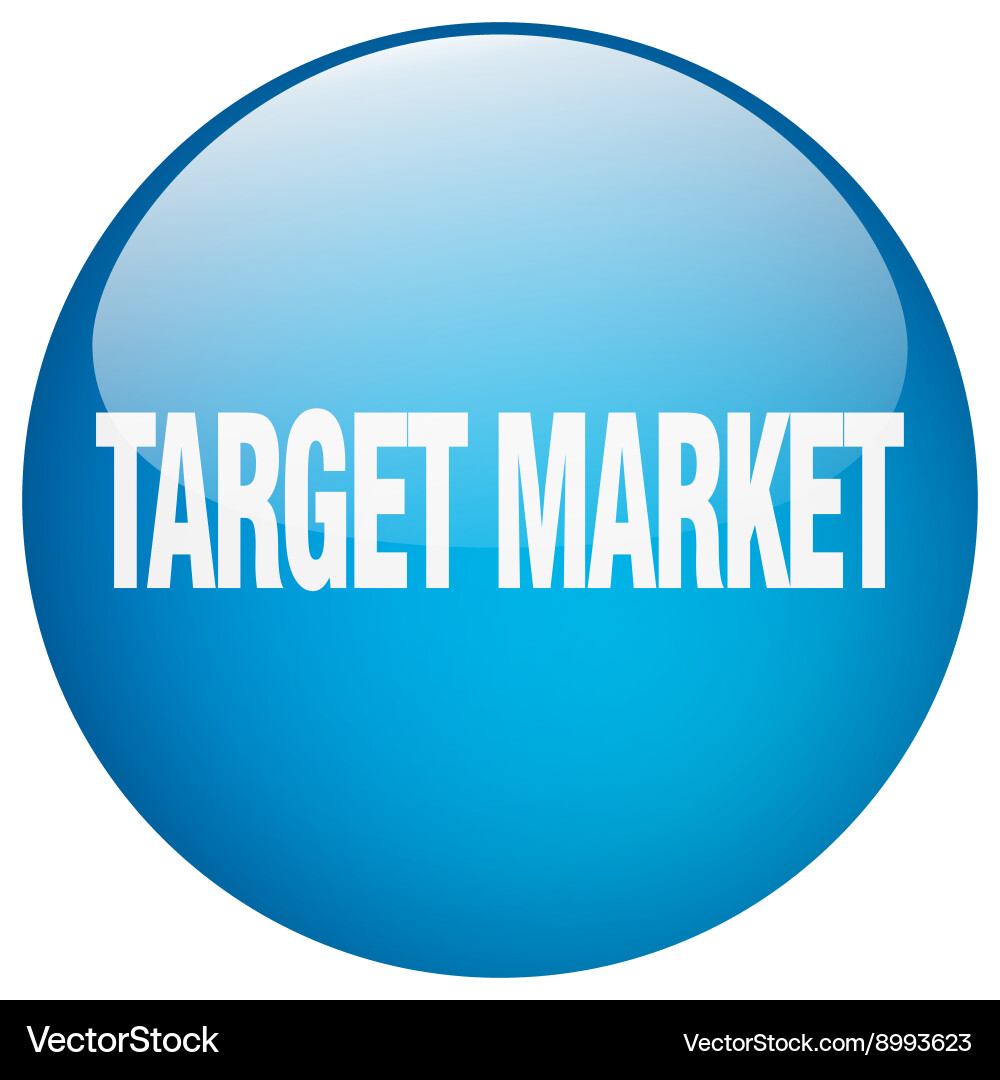 Target market blue round gel isolated push button Vector Image