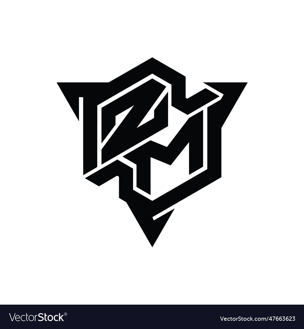 Zm logo monogram hexagon shape with triangle Vector Image Zm logo monogram hexagon shape with triangle Vector Image
