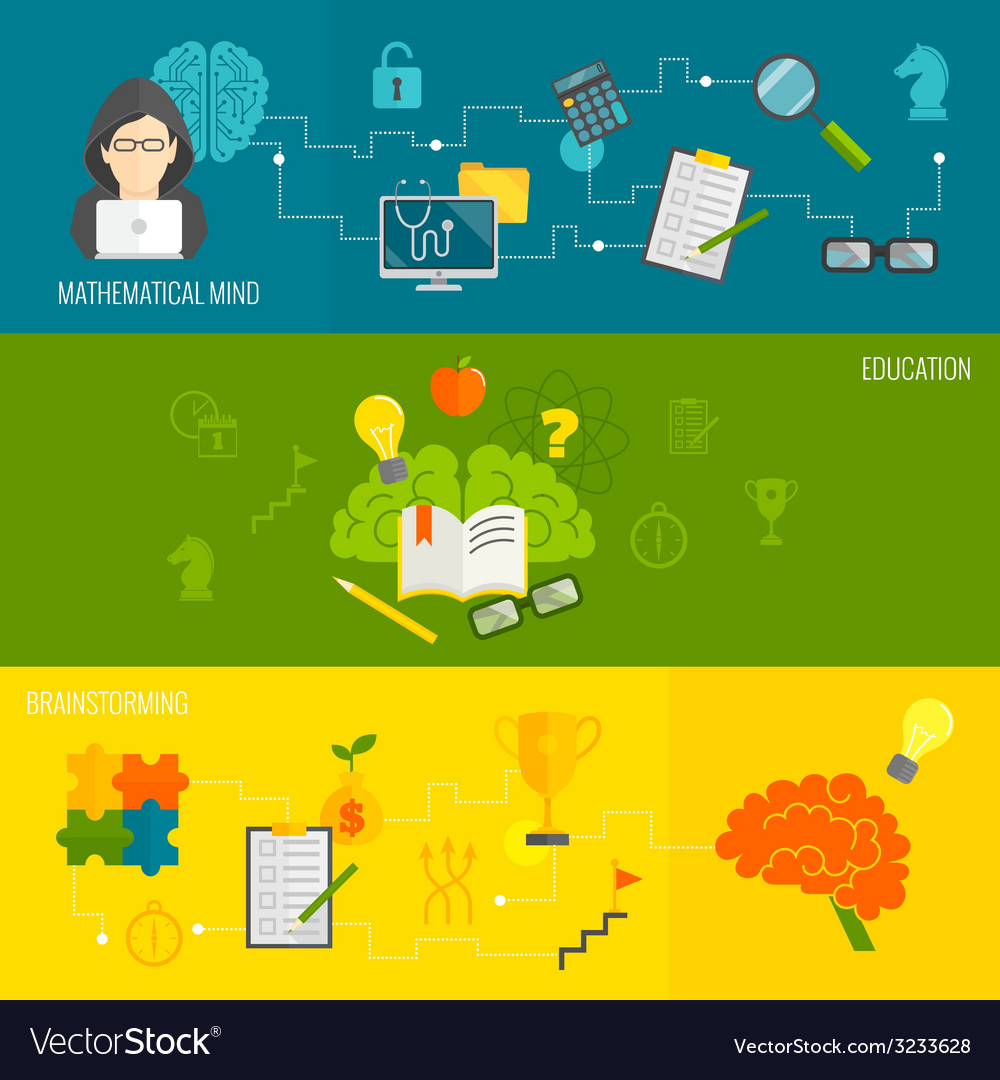 Brain banner set Royalty Free Vector Image - VectorStock