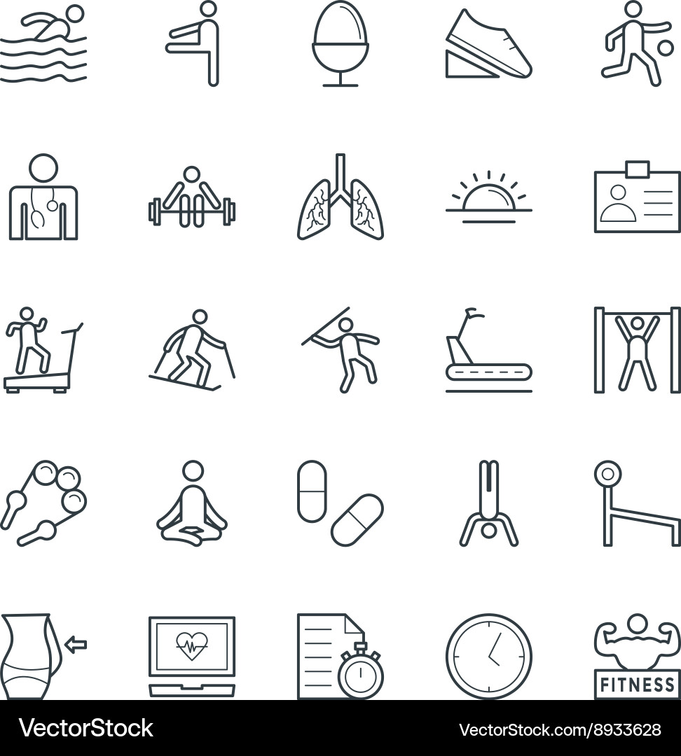 Fitness Cool Icons 4 Royalty Free Vector Image