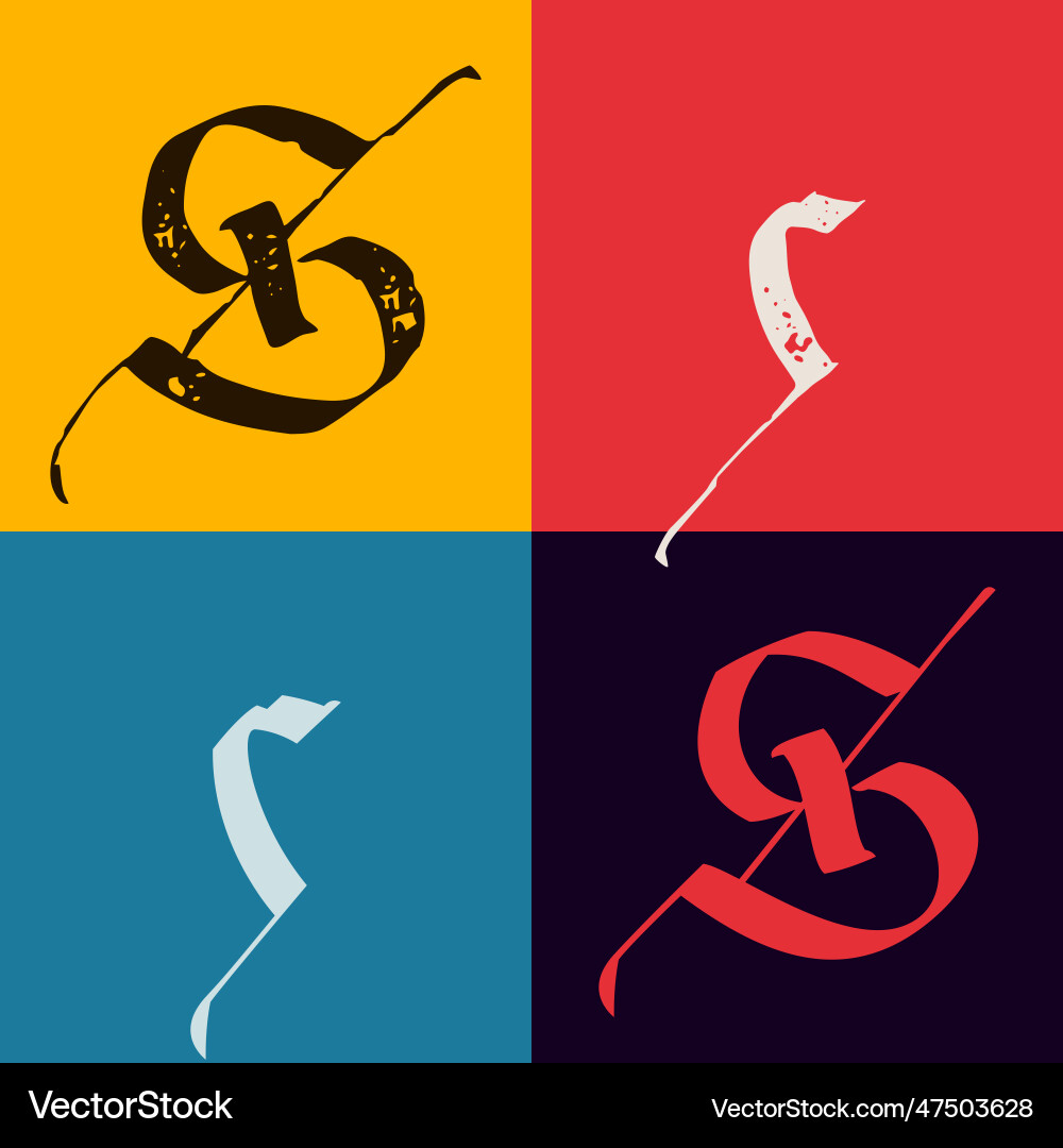 Gothic style letter s calligraphy uppercase Vector Image